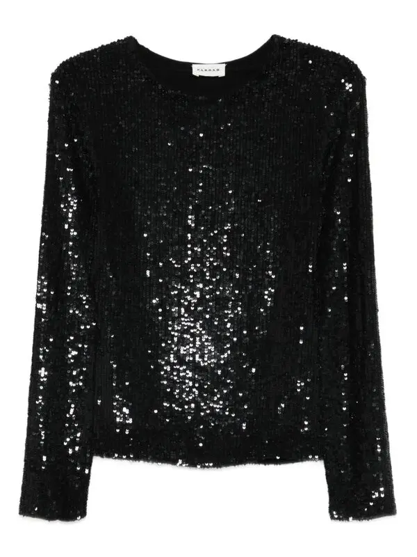 PAROSH Sequined Long Sleeve Top