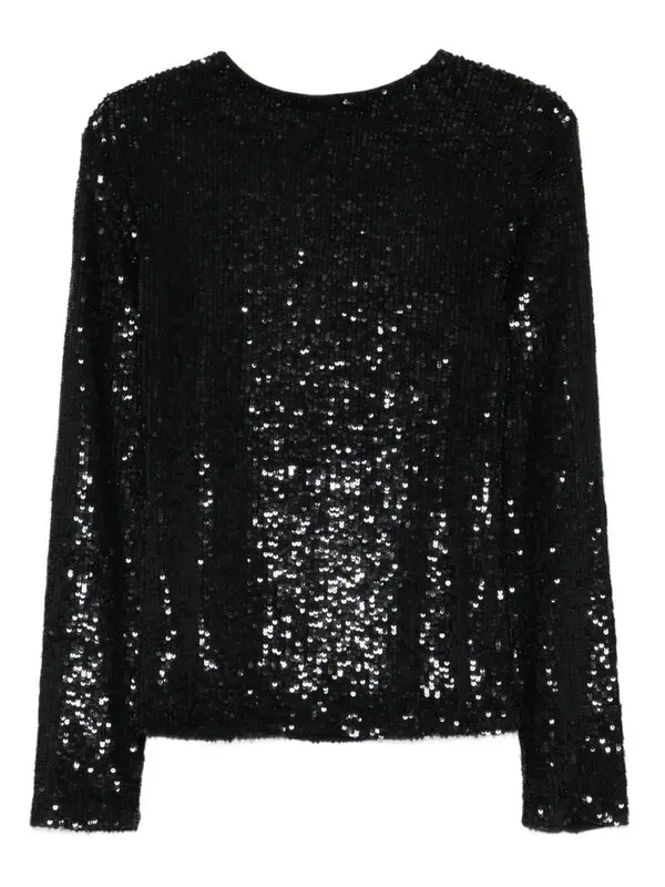 PAROSH Sequined Long Sleeve Top