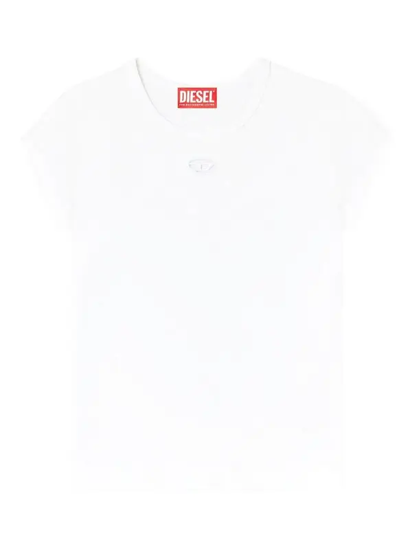 DIESEL® Logo Embroidered Cotton T-shirt - White