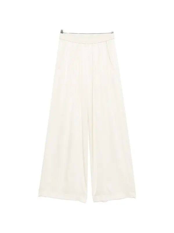 FORTE_FORTE Silk Satin Pleated Trousers - White