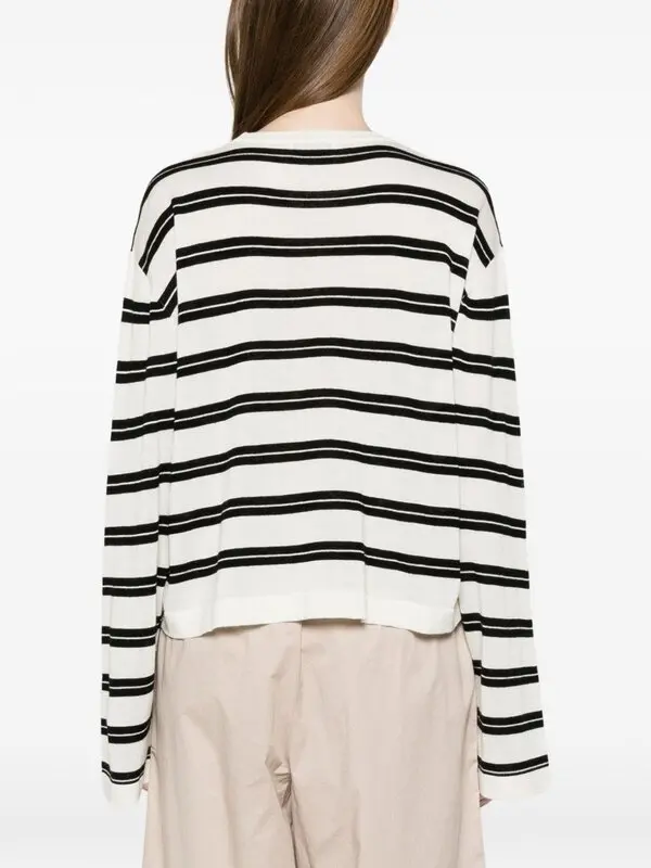 Soft Goat Cashmere And Silk Blend Striped Sweater - Black