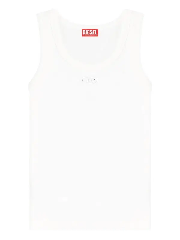 DIESEL® Ribbed Logo Cotton Tank Top - White