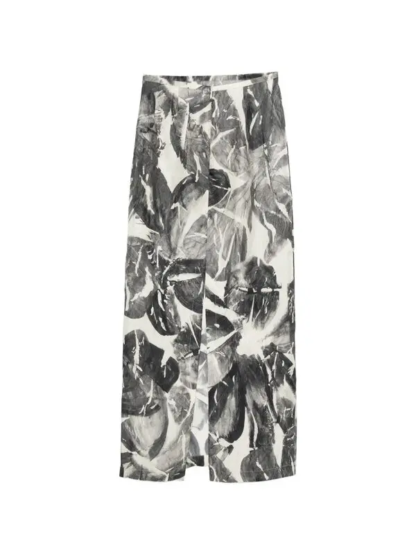 ALYSI Silk Printed Maxi Skirt - Black