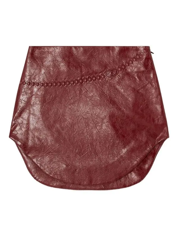 DIESEL® Faux Leather Mini Skirt With Textured Finish And High-low Hem