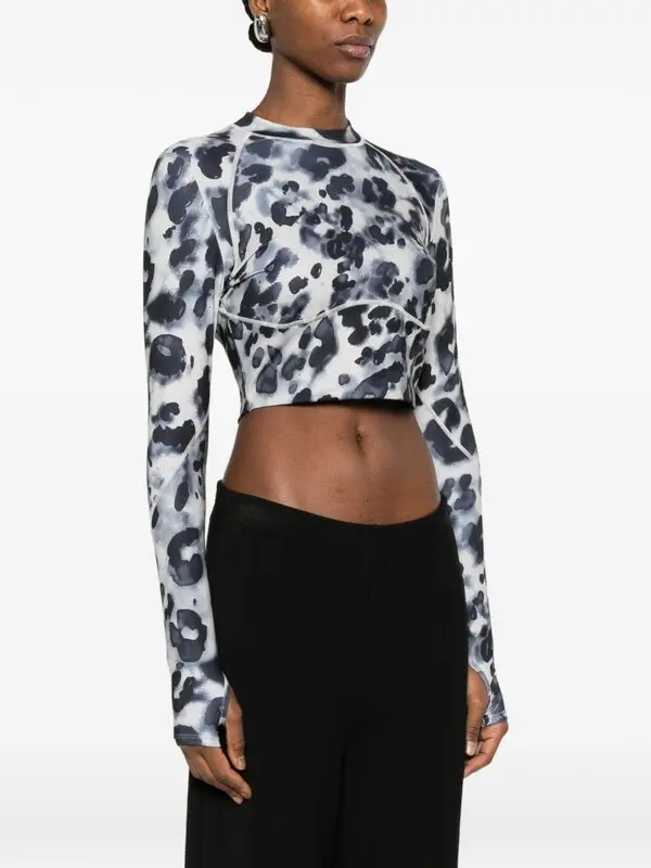 Adidas By Stella McCartney Open-back T-shirt With Animal Print