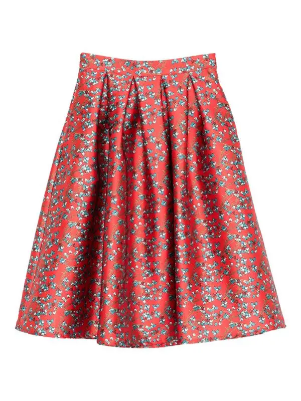 ALESSANDRO ENRIQUEZ Printed Pleated Midi Skirt