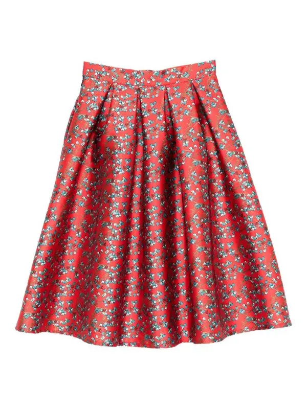 ALESSANDRO ENRIQUEZ Printed Pleated Midi Skirt