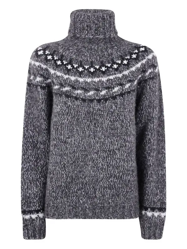 PAROSH Wool Fair Isle Turtleneck Jumper