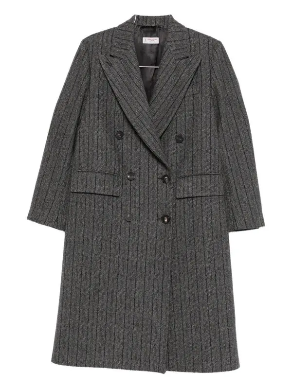 Alberto Biani Double-breasted Striped Wool Coat
