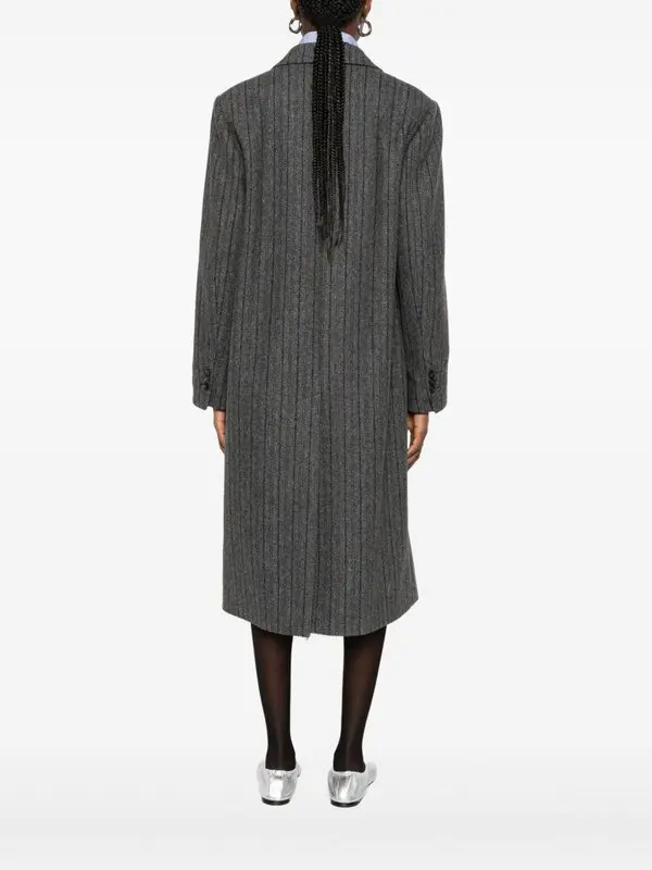 Alberto Biani Double-breasted Striped Wool Coat