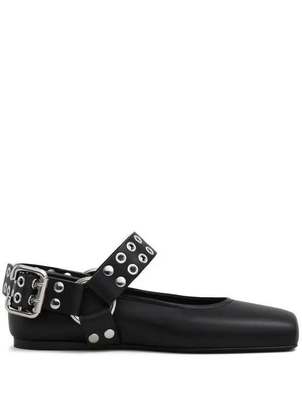 Alaïa Leather Ballet Flats With Studs