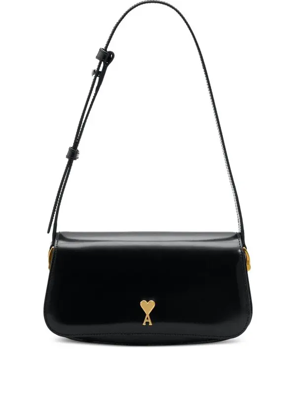 AMI Paris Leather Shoulder Bag With Heart Stud Detail