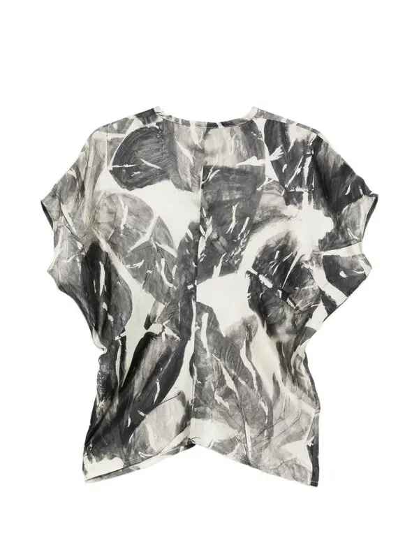 ALYSI Printed V-neck Silk Shirt