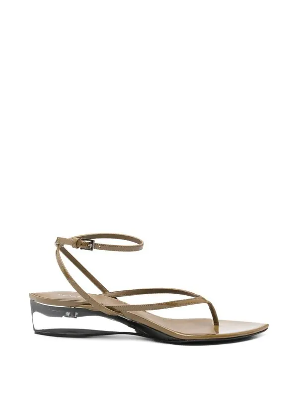 Alaïa Leather Thong Sandals With Transparent Wedge - Green