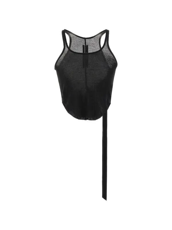 Rick Owens Cropped Sleeveless Top With Square Neck And Strap Detailing - Grey