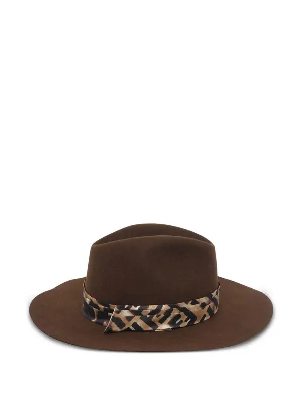 Fendi Wool Fedora With Monogrammed Trim - Brown