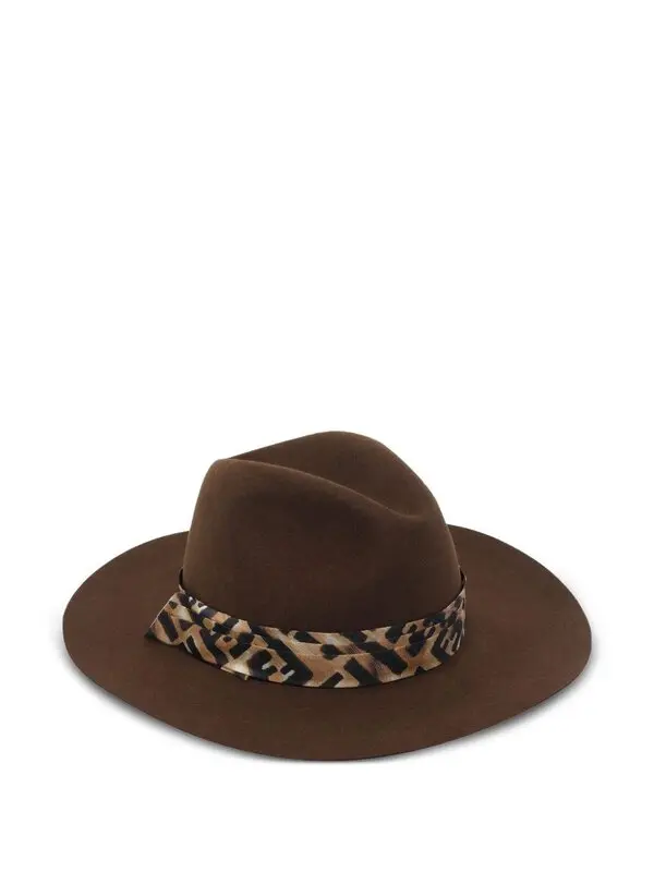 Fendi Wool Fedora With Monogrammed Trim