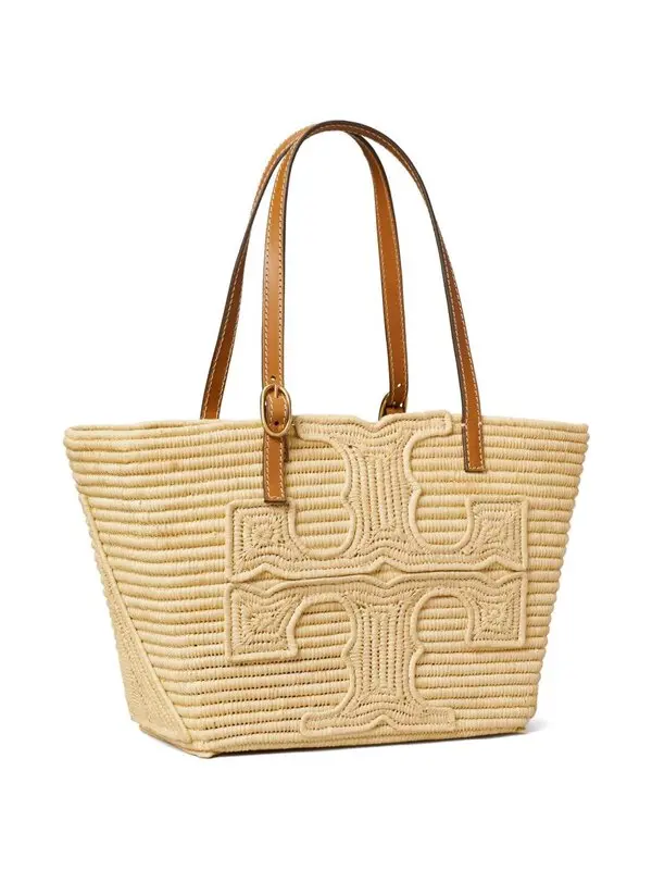 Tory Burch Ella Small Structured Raffia Tote Bag