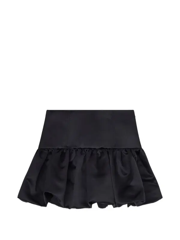 GANNI Satin Mini Skirt With Ruffled Hem - Black