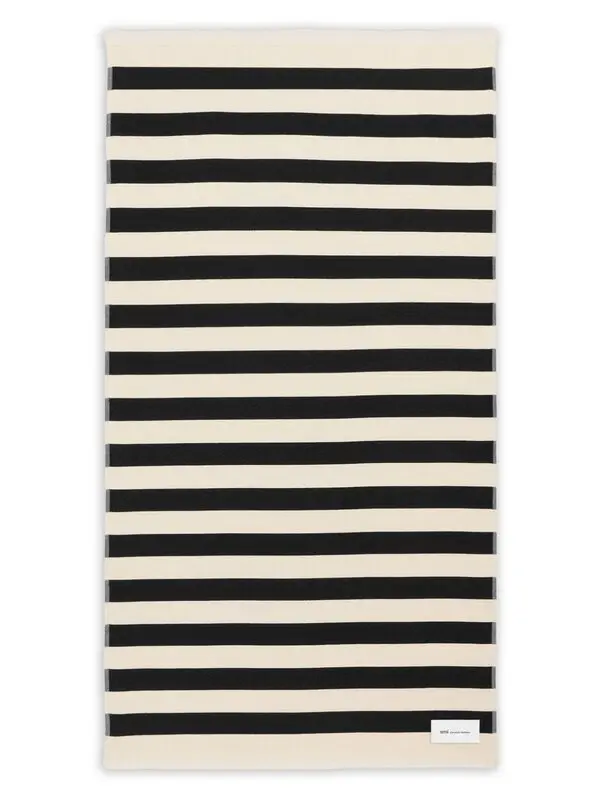 AMI Paris Striped Beach Towel - Black