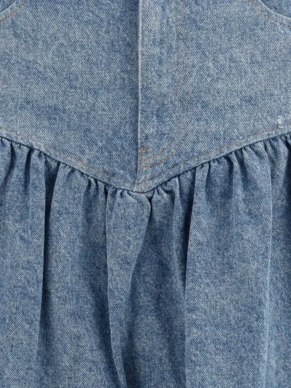 GANNI Denim Gathered Maxi Skirt