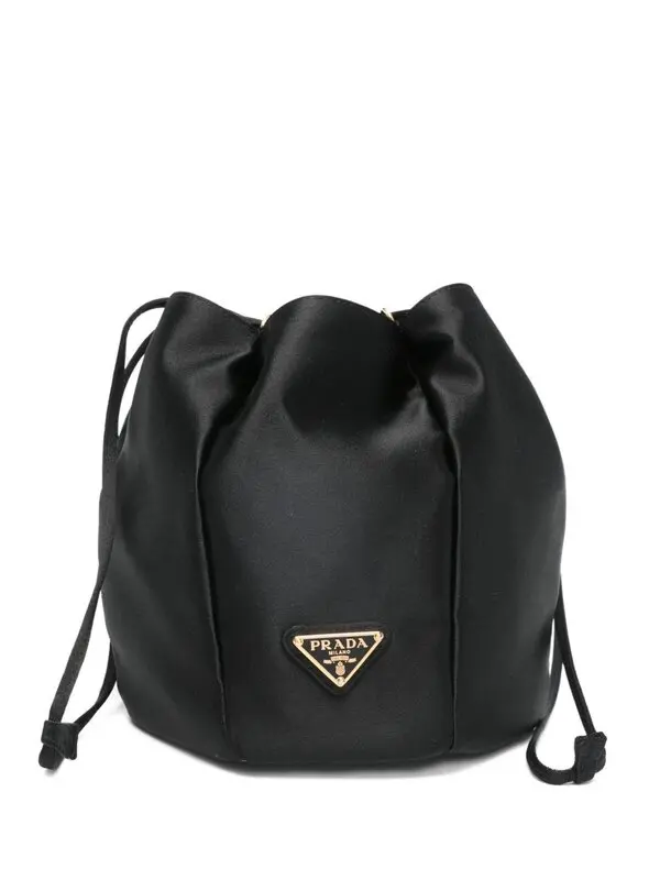 Prada Satin Mini Bucket Bag - Black