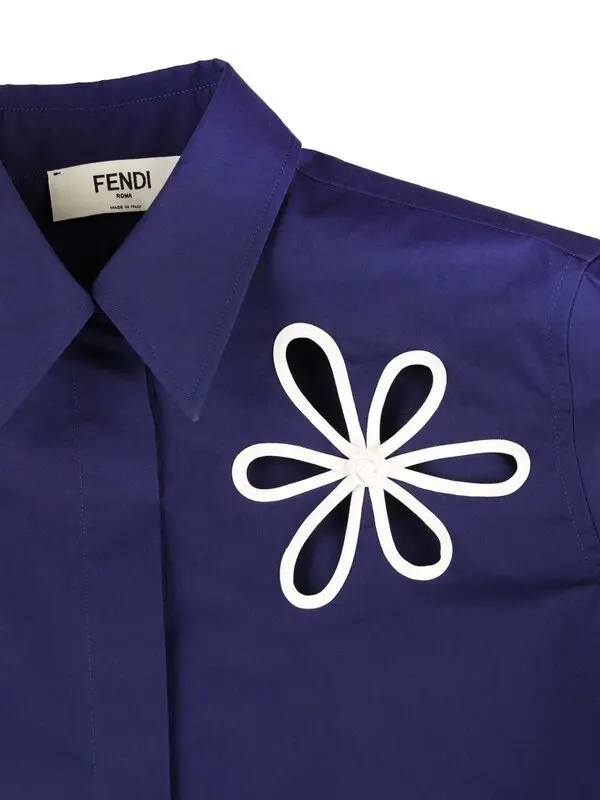 Fendi Embroidered Cotton Shirt - Blue
