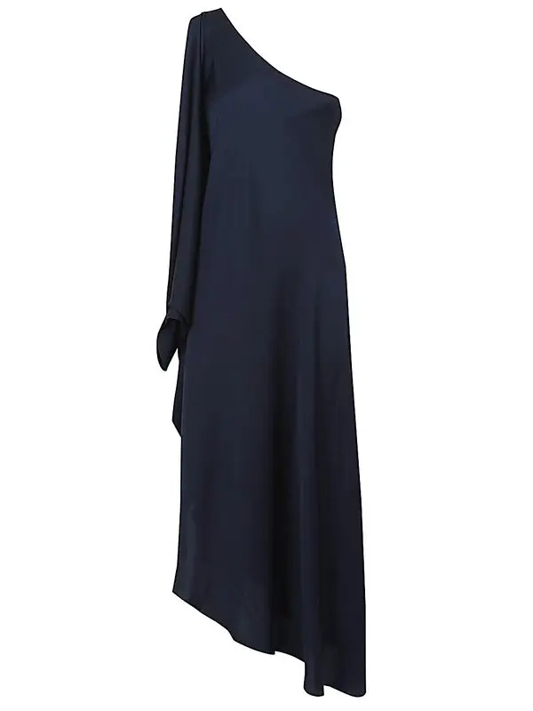 NOUVELLE SILK95FIVE Ritz Asymmetric One-shoulder Silk Dress - Blue