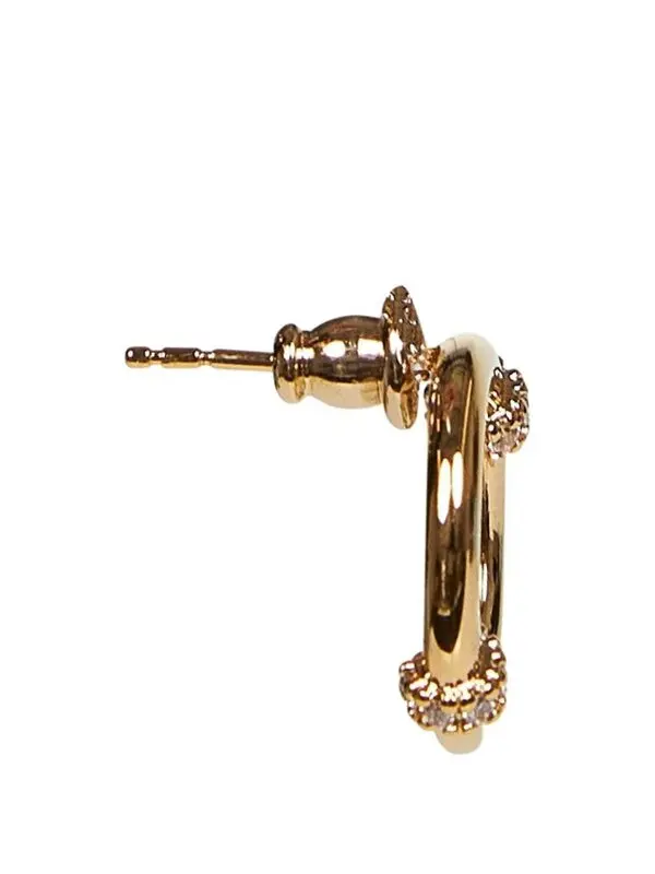 Fendi Tone Crystal Embellished Logo Hoop Earrings