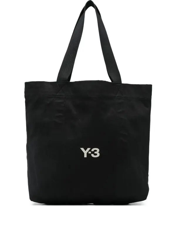 Y3 Logo Detail Canvas Tote Bag - Black