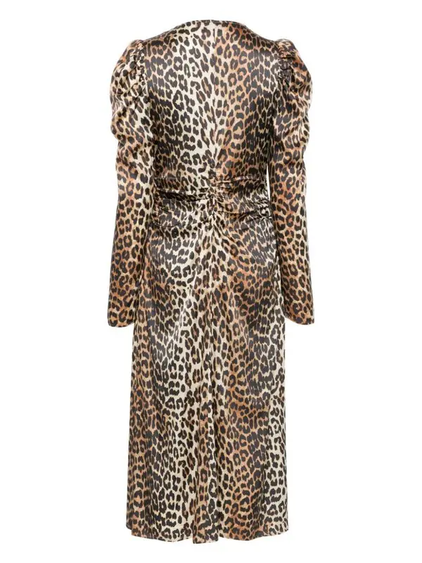 GANNI Leopard Print Midi Dress