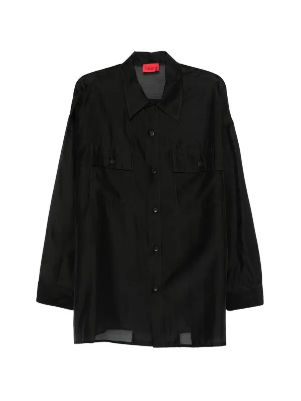 THE LATEST Long-sleeve Shirt With Classic Collar And Pockets