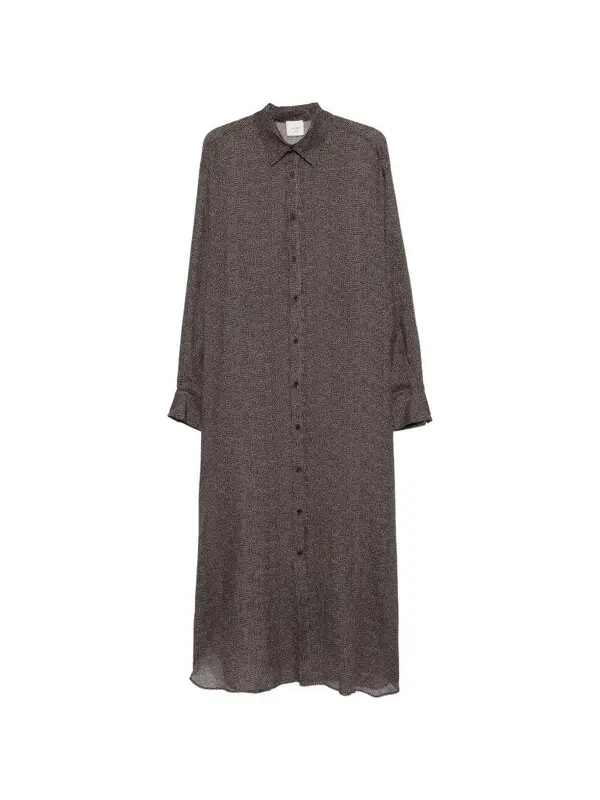 ALYSI Printed Long Sleeve Shirt Dress