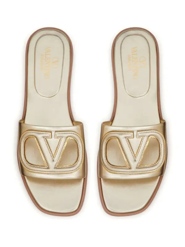 Valentino Garavani Vlogo Signature Cut-out Flat Sandals - Silver