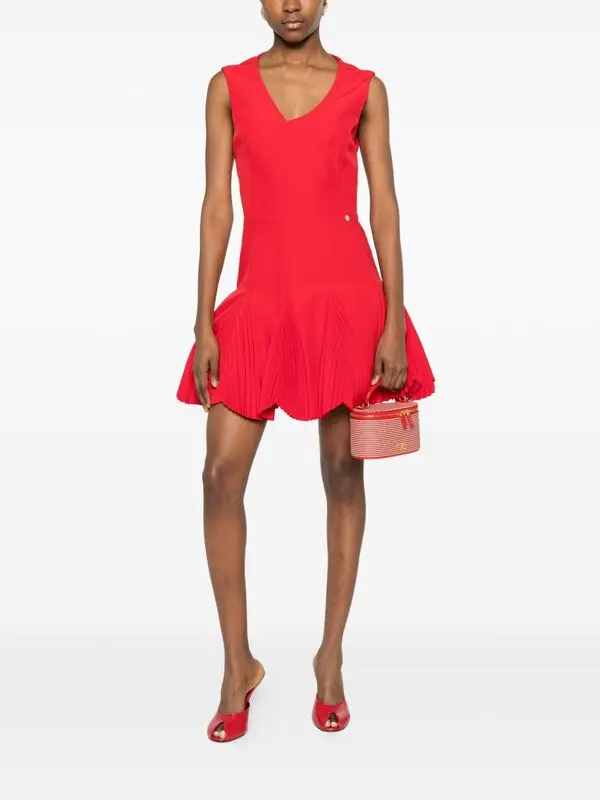 CATALINA V-neck Pleated Mini Dress