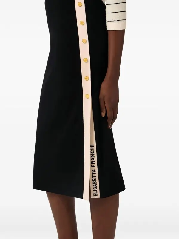 Elisabetta Franchi Knitted Midi Skirt With Side Slit And Belt