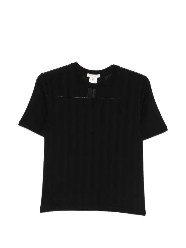 THE ROW Etina Ribbed Knit Crew Neck Short Sleeve Top