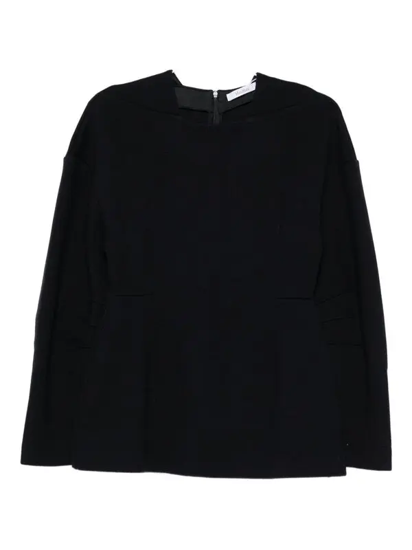 Max Mara Crew Neck Sweater In Wool And Cotton - Blue