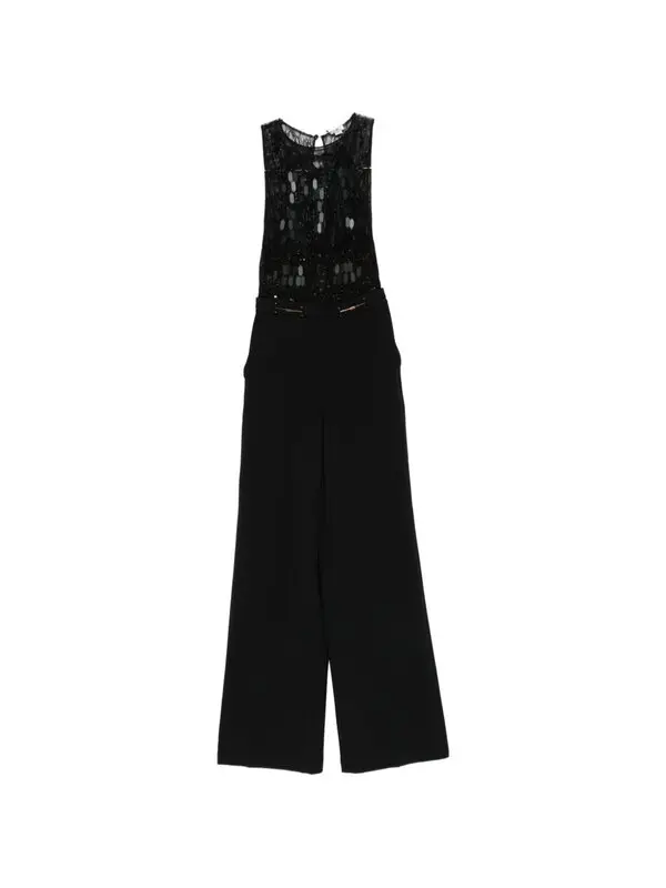Elisabetta Franchi Sequined Sleeveless Wide-leg Jumpsuit - Black