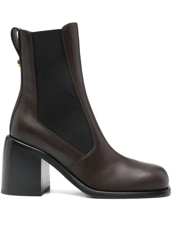 SERGIO ROSSI Leather Block Heel Ankle Boots