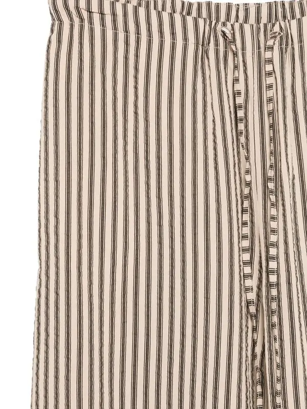 ALYSI Cotton Blend Striped Trousers - Beige