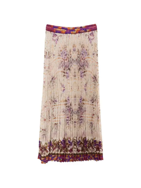 PIERRE-LOUIS MASCIA Printed Silk Pleated Midi Skirt