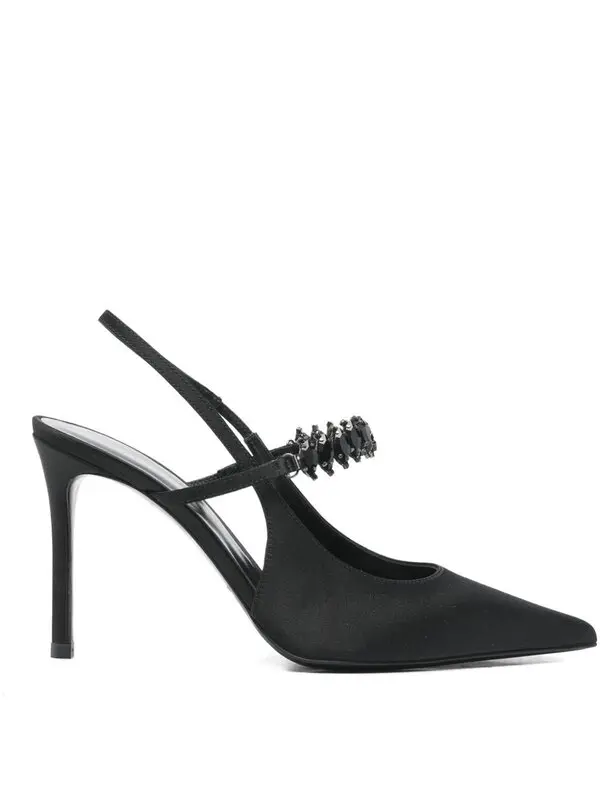 Emporio Armani Silk Satin Slingback Pumps With Embellished Strap
