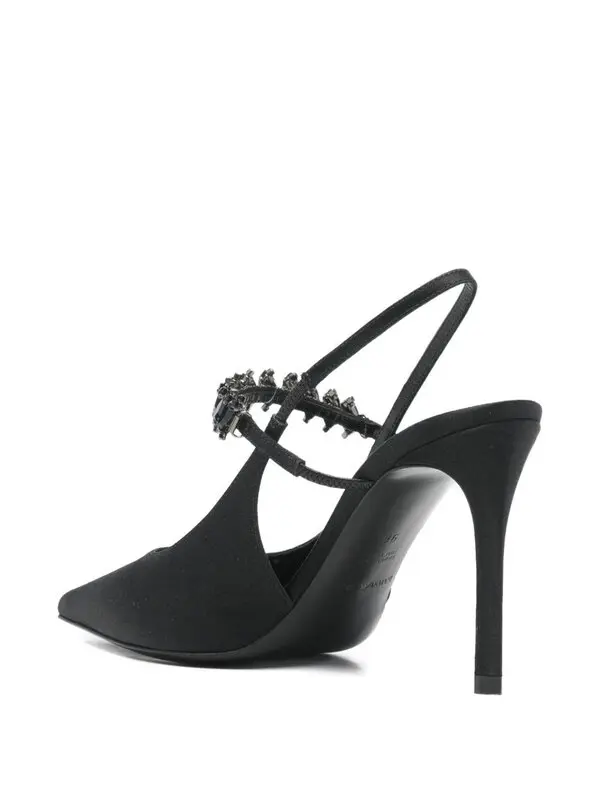 Emporio Armani Silk Satin Slingback Pumps With Embellished Strap