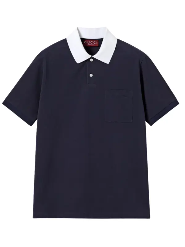 Gucci Stretch Cotton Pique Polo Shirt - Blue
