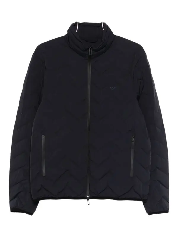 Emporio Armani Nylon Down Jacket With Chevron Pattern