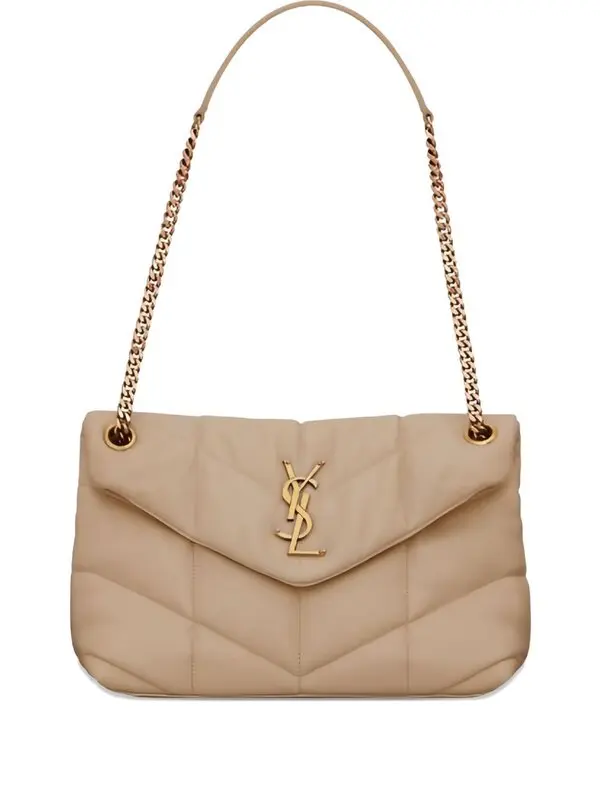 Saint Laurent Puffer Small Leather Shoulder Bag - Grey
