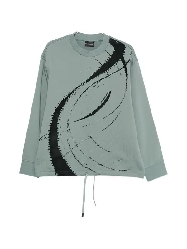 Emporio Armani Abstract Print Cotton Crewneck Sweatshirt - Sky Blue