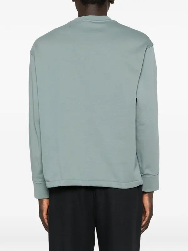 Emporio Armani Abstract Print Cotton Crewneck Sweatshirt - Sky Blue