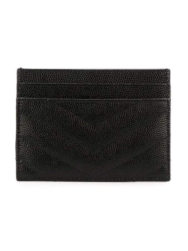Saint Laurent Cassandre Leather Card Case - Black